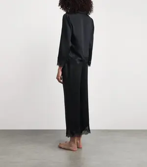 MANITO Silk Lace-trim Luella Pyjama Set - Black
