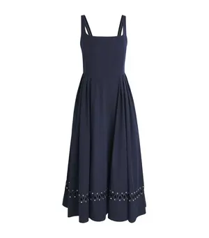 Maje Embroidered Cotton-blend Midi Dress
