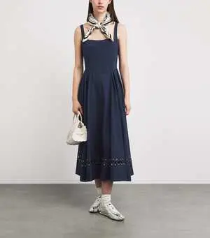 Maje Embroidered Cotton-blend Midi Dress
