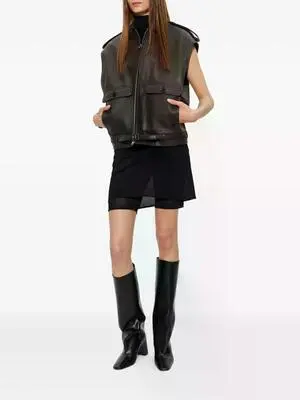 COURREGES Front-zip Belted Gilet - Brown