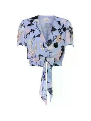 TEMPERLEY LONDON Maisie Sequin-embellished Floral Print Blouse - Blue