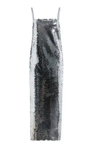 SEV Elliott Sequined Halterneck Maxi Dress - Silver