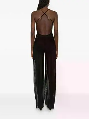 Norma Kamali Fara Sheer Low-back Jumpsuit