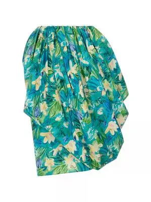 Chloé Floral Print Draped Mini Skirt - Blue