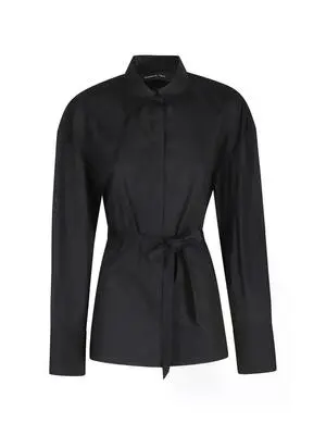 Federica Tosi Belted Open-back Cotton Shirt - Black