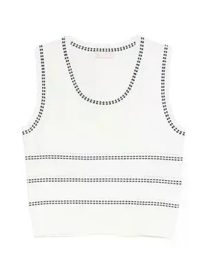 Liu Jo Contrast Stitch Knit Top - White