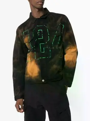 424 Logo Embroidered Ombre Effect Denim Jacket