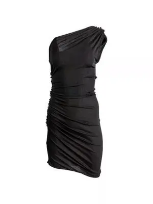 Atlein Asymmetric Ruched Dress - Black