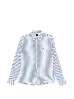 BOSS Vertical-stripe Linen Shirt - Blue