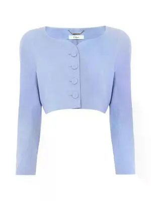 Chloé Button-up Cropped Jacket - Blue