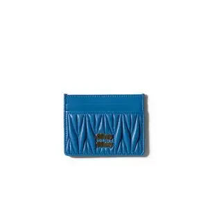 Miu Miu Matelassé Nappa Leather Card Holder - Wave Blue