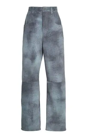 Bottega Veneta Relaxed Suede Wide-leg Trousers - Blue