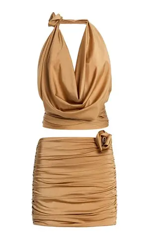 MAYGEL CORONEL La Isla Corallo Jersey Skirt Set - Gold