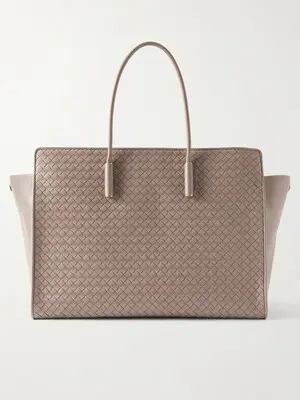 Bottega Veneta Barbara Intrecciato Leather Tote Bag - Gray
