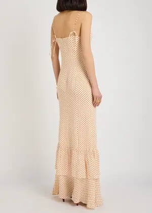 REFORMATION Fallon Polka Dot Chiffon Maxi Dress - Red