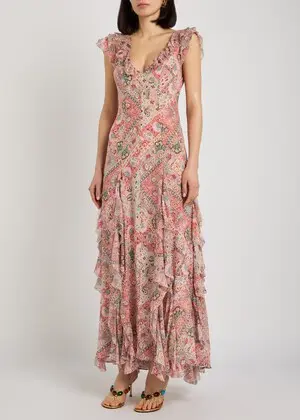 Rixo Ambika Printed Silk-chiffon Maxi Dress - Multicoloured