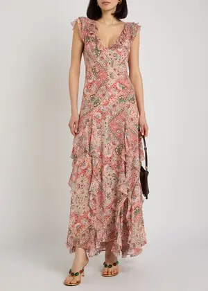 Rixo Ambika Printed Silk-chiffon Maxi Dress - Multicoloured