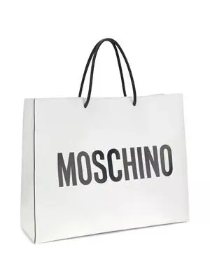 Moschino Print Leather Tote Bag
