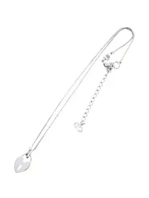 Dior Heart Lock Charm Necklace - Silver