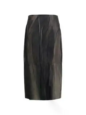 Ermanno Scervino Crinkled Leather Midi Skirt