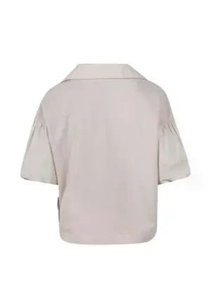 NOUMENO CONCEPT Puff-sleeve V-neck T-shirt - Neutrals