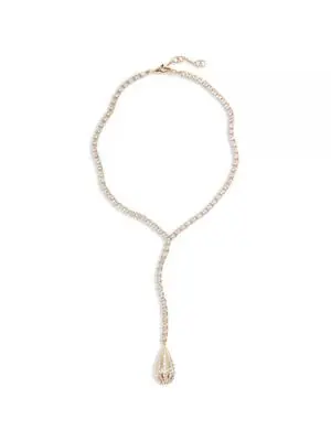 Valentino Garavani Tone Crystal Embellished Teardrop Pendant Necklace - Gold