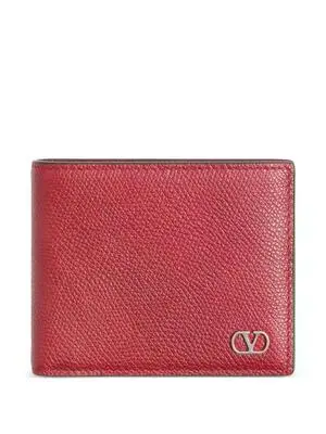 Valentino Garavani Vlogo Signature Grainy Calfskin Wallet - Red