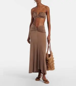 Jade Swim Clara Ruched Bandeau Bikini Top - Brown