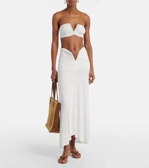 Jade Swim Clara Ruched Bandeau Bikini Top - White