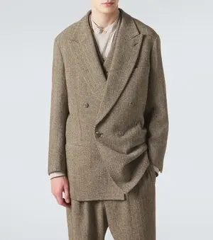 Giorgio Armani Archivio Cotton And Wool-blend Blazer - Brown
