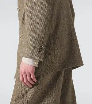 Giorgio Armani Archivio Cotton And Wool-blend Blazer - Brown