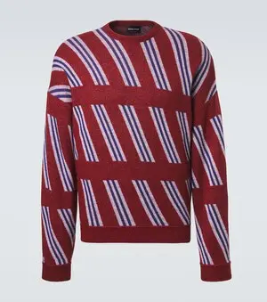 Giorgio Armani Archivio Wool, Cashmere, And Silk Sweater With Striped Pattern - Red