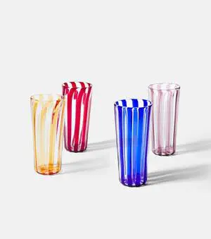 AKUA OBJECTS Augusta Large Set Of 4 Striped Glasses - Multicoloured