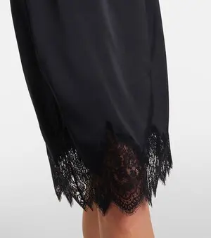 NILI LOTAN Thea Lace-trimmed Silk Midi Skirt