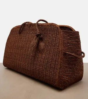 Jacquemus Large Raffia Bowling Bag - Brown