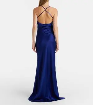 Victoria Beckham Gathered Crepe Satin Gown