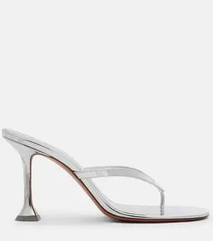 Amina Muaddi Juliette Mirrored Leather Thong Sandals