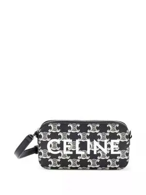 Celine Horizontal Pouch Crossbody Bag Logo Triomphe Coated Canvas - Black