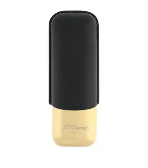 S.t. Dupont Calf Leather 2-cigar Case - Black