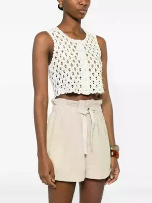 Sandro Beaded Crochet Knit Top