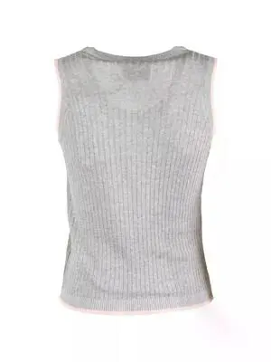 CINQUE Ribbed Knit Contrast Trim Tank Top - Grey
