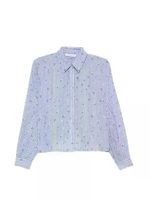 MANUEL RITZ Floral Print Striped Cotton Shirt