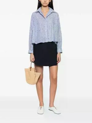MANUEL RITZ Floral Print Striped Cotton Shirt