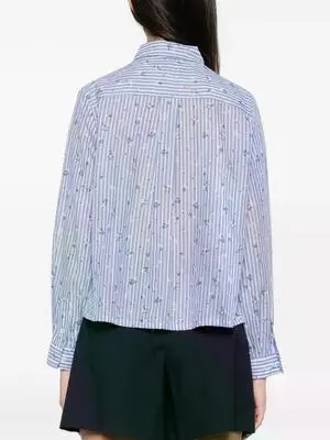 MANUEL RITZ Floral Print Striped Cotton Shirt