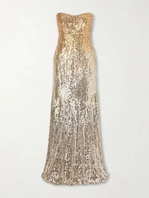 Jenny Packham Lior Embellished Sequined Gown - Silver