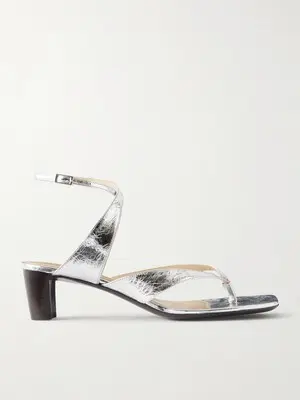 LEMAIRE Metallic Leather Thong Sandals - Silver