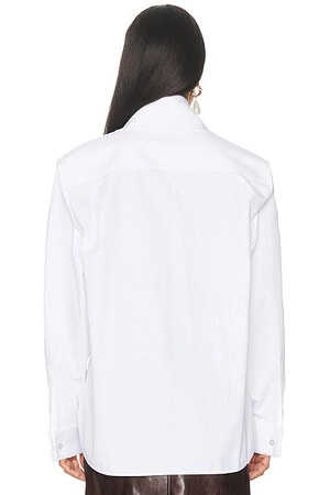 Saint Laurent Asymmetrical Tie Blouse In White Poplin