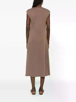 Max Mara Cowl Neck Cap Sleeve Midi Dress - Brown