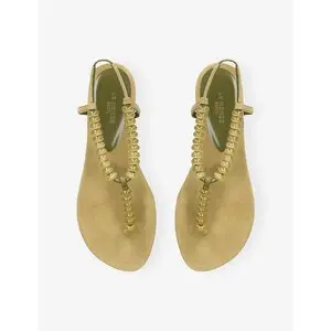 Le Monde Beryl Beaded Suede Thong Sandals