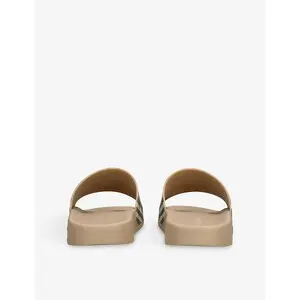 Burberry Checked Rubber Sliders - Beige Comb